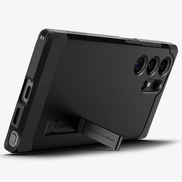 Spigen Tough Armor Backcover voor de Samsung Galaxy S24 Ultra - Black | Smartphonehoesjes.nl