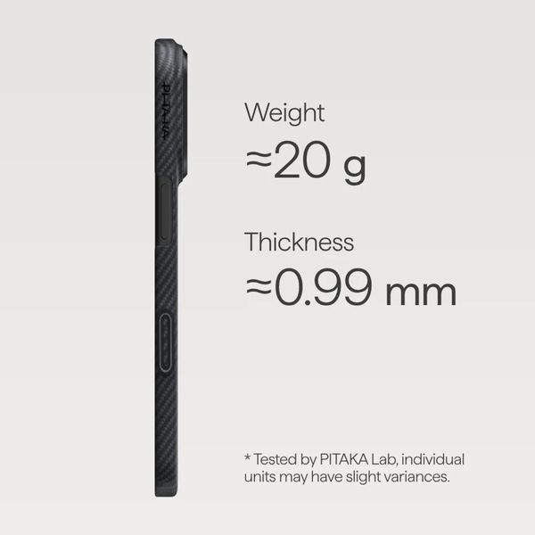 Pitaka Ultra Slim Backcover voor de Apple iPhone 17 Pro - Zwart