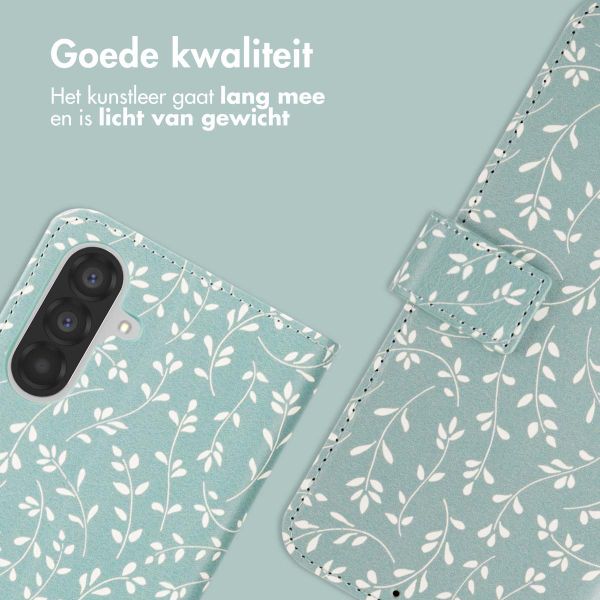 imoshion Design Bookcase voor de Samsung Galaxy A36 - Smoke Green Flowers | Smartphonehoesjes.nl