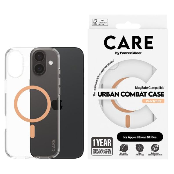 CARE by PanzerGlass Urban Combat Case MagSafe voor de Apple iPhone 16 Plus - Peachy ...