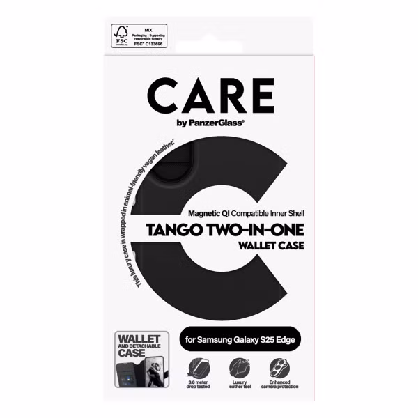 CARE by PanzerGlass Tango 2 in 1 Wallet Case MagSafe voor de Samsung Galaxy S25 Edge ...